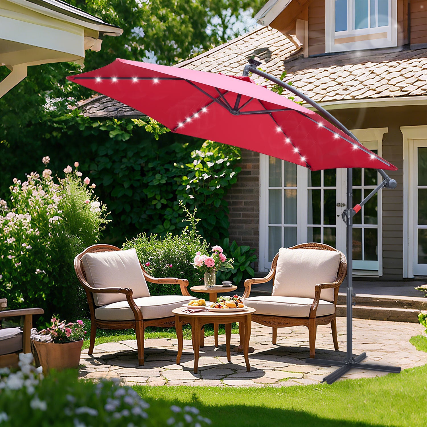 Parasol de terrasse 3 m avec LED – Idéal pour jardin, balcon et dîners ...