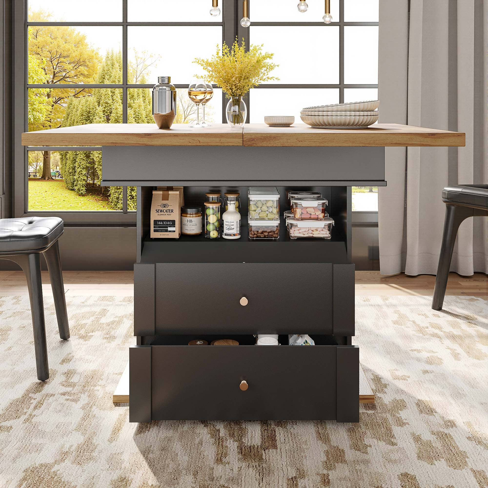 Table à manger extensible 110-140x80 cm - Table de cuisine pliante pour ...