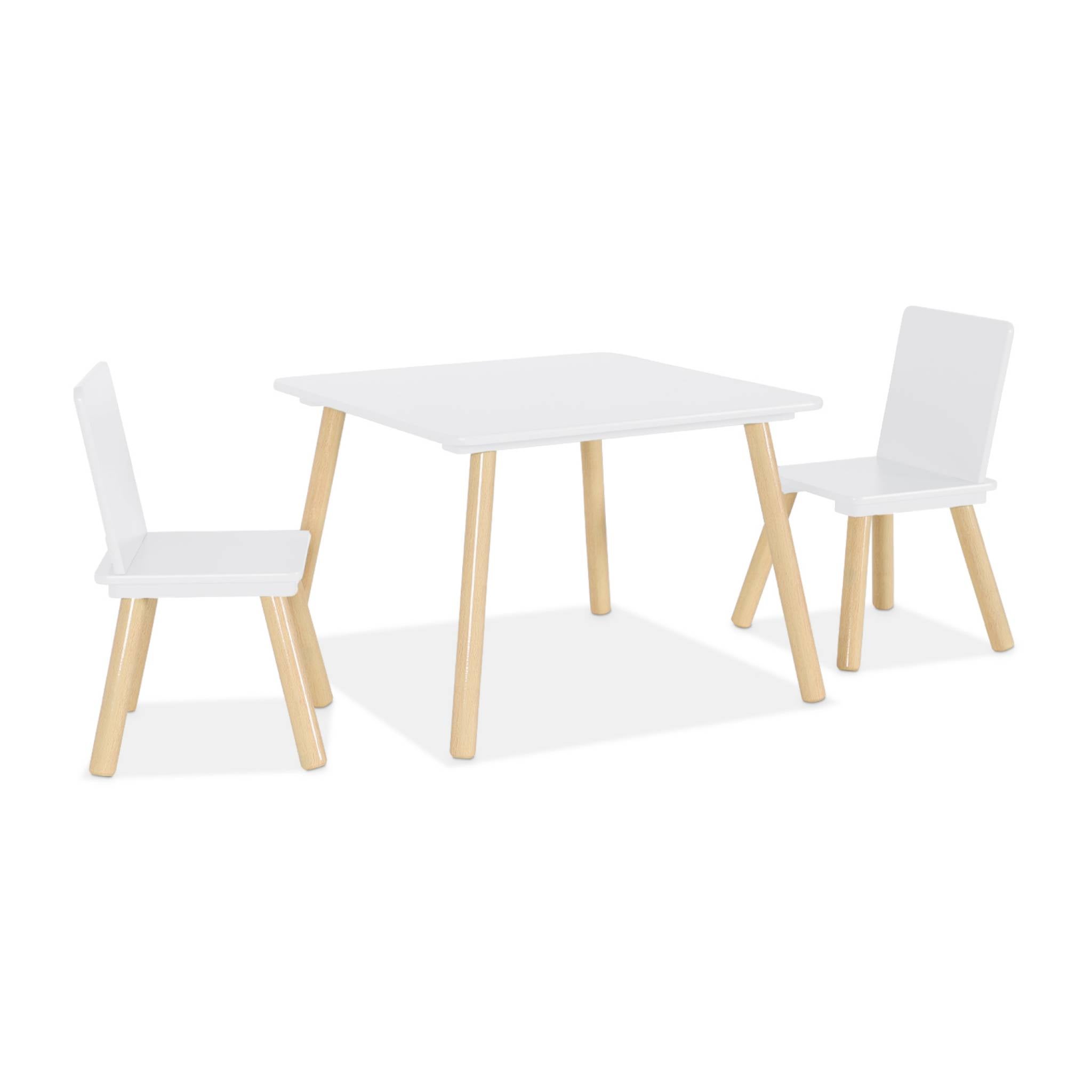 Mesa infantil cuadrada con 2 sillas, Jude, Blanco, 60x60x43 cm | Leroy ...