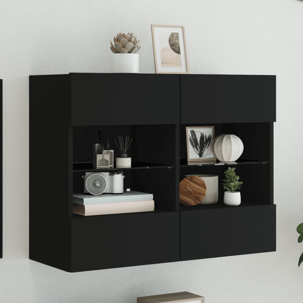 Mobile TV a Parete con Luci LED Nero 78,5x30x60,5 cm - COMFORTXL ...
