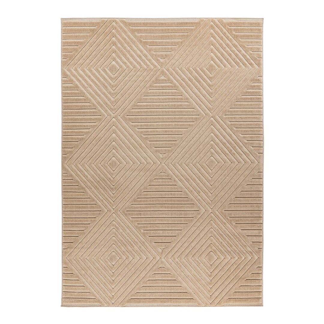 Tapis géométrique design en polypropylène Beige 160x230 BIANCA | Leroy ...
