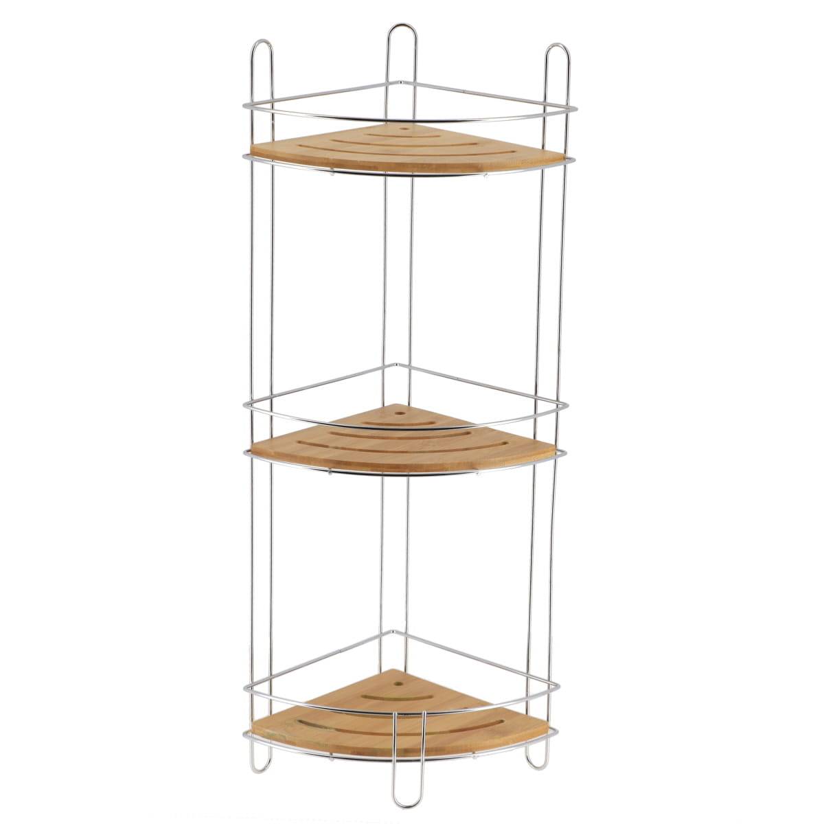 Etagere d angle fil metal bambou 3 niveaux - chrome bambou - Tendance | Leroy Merlin