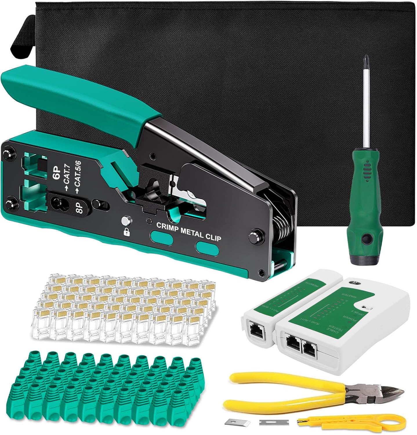 Ce kit d'outils de sertissage RJ45 comprend un outil de sertissage RJ45 ...