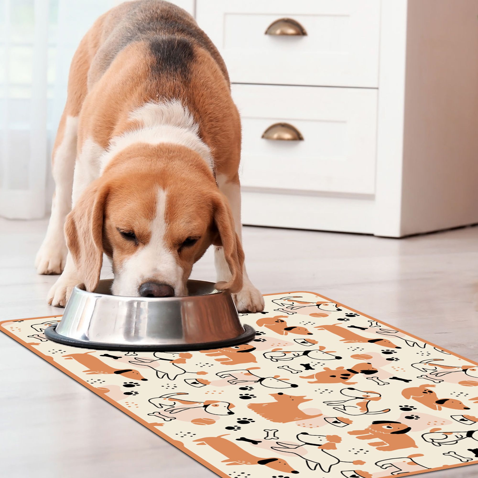 Tapis absorbant en vinyle pour les gamelles de chiens Orange Dogs 40x60 ...