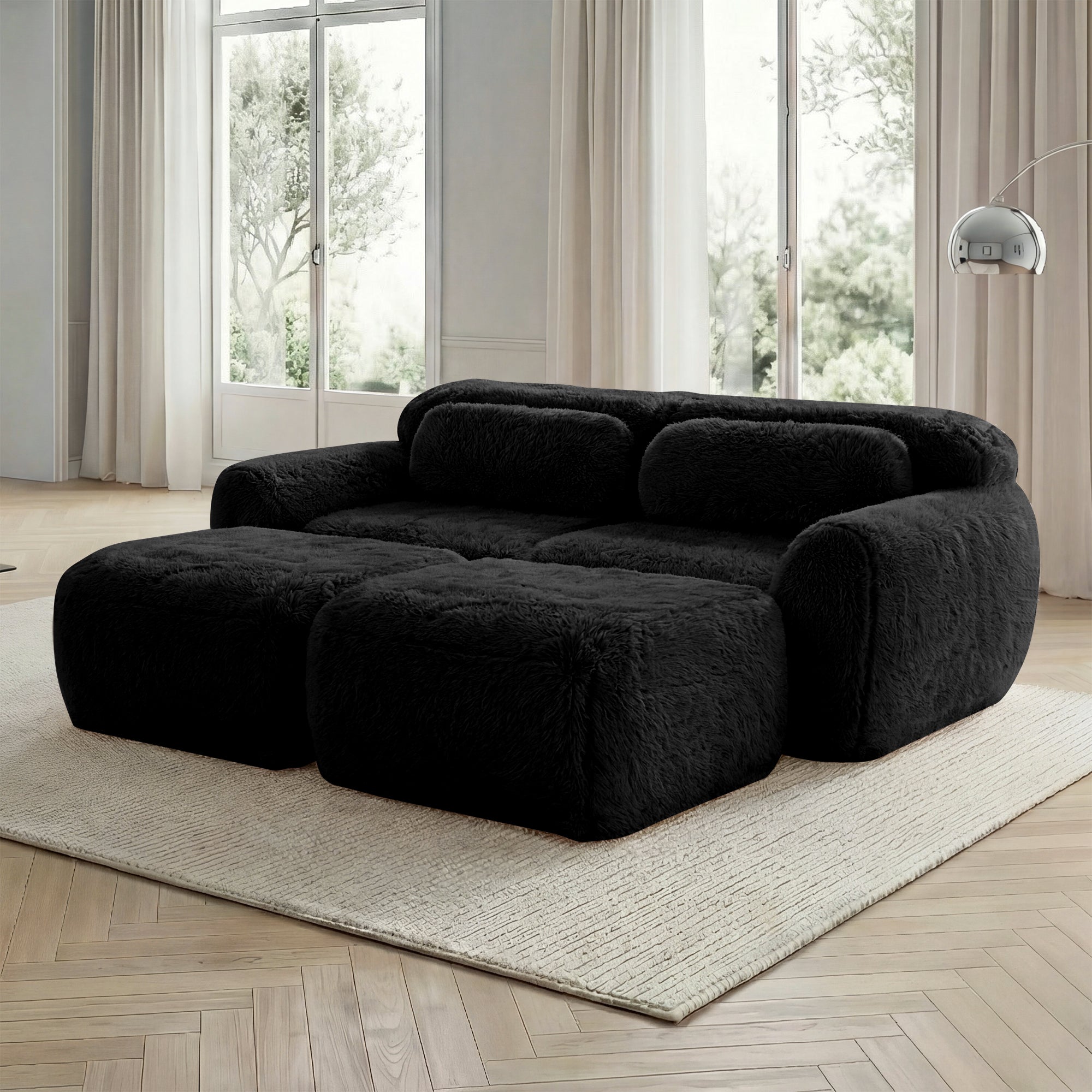 Canapé Cloud sans structure, sofa modulable 2 places avec 2 poufs ...