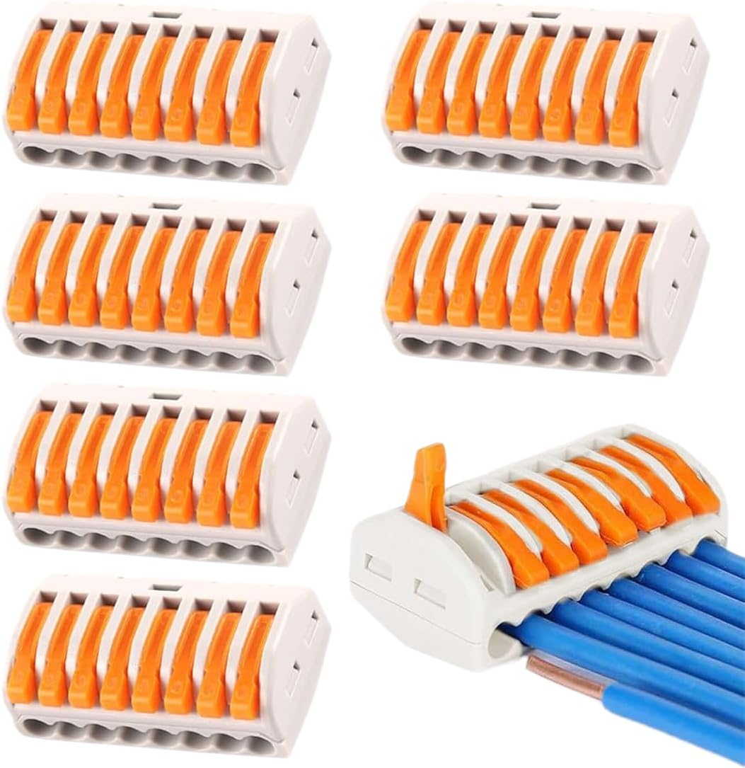 6 Pièces Domino Electrique Levier-Écrou Fil Connecteurs 8 Ports ...