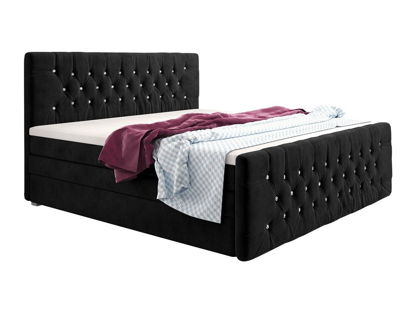 Letto continentale Nashville 110, Doppio, Continentale, Nero, 140x200 ...
