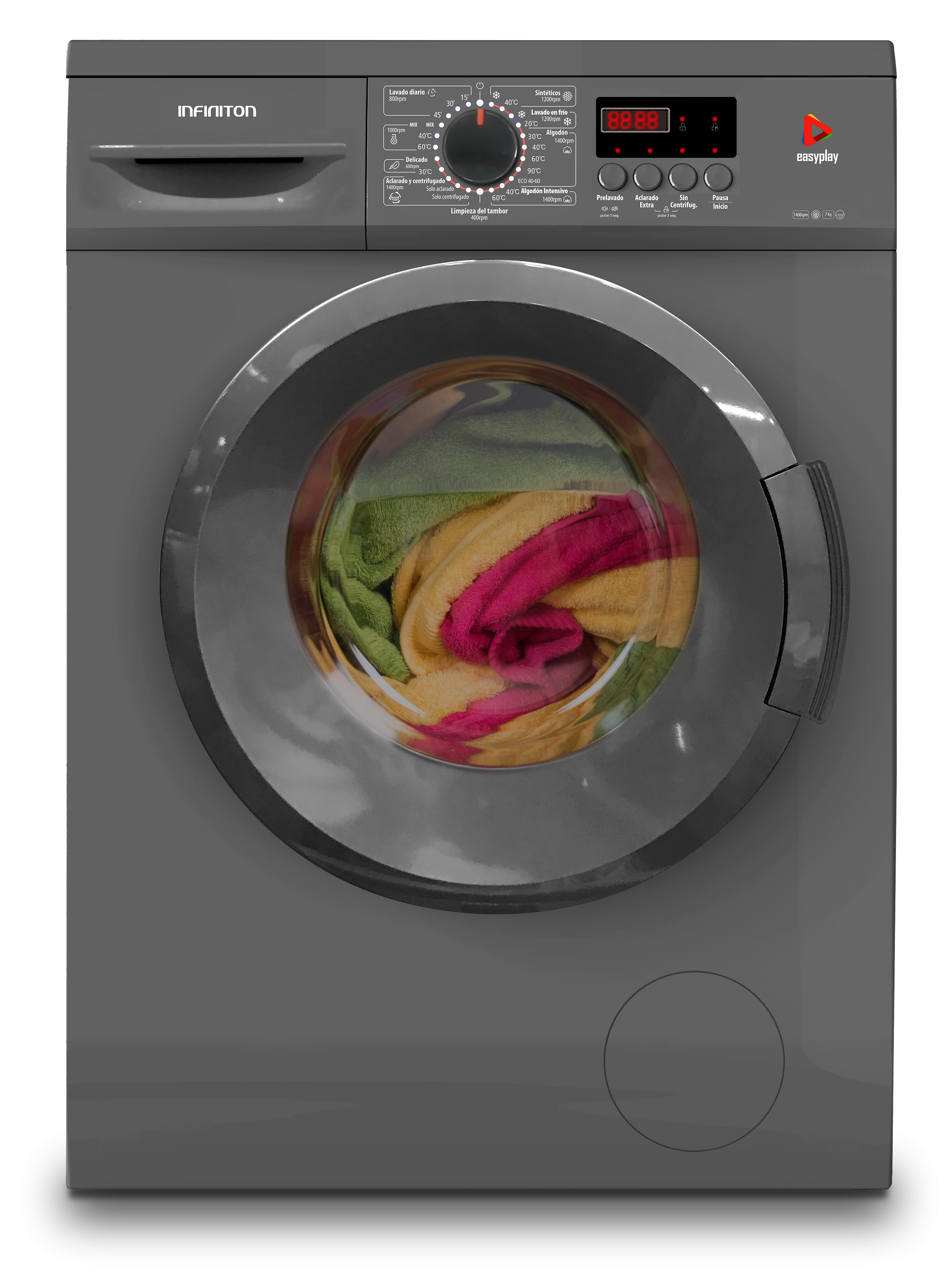 Lavadora Infiniton WM-A72I- Gris,7kg,23 programas,1400rpm, A+++/E ...