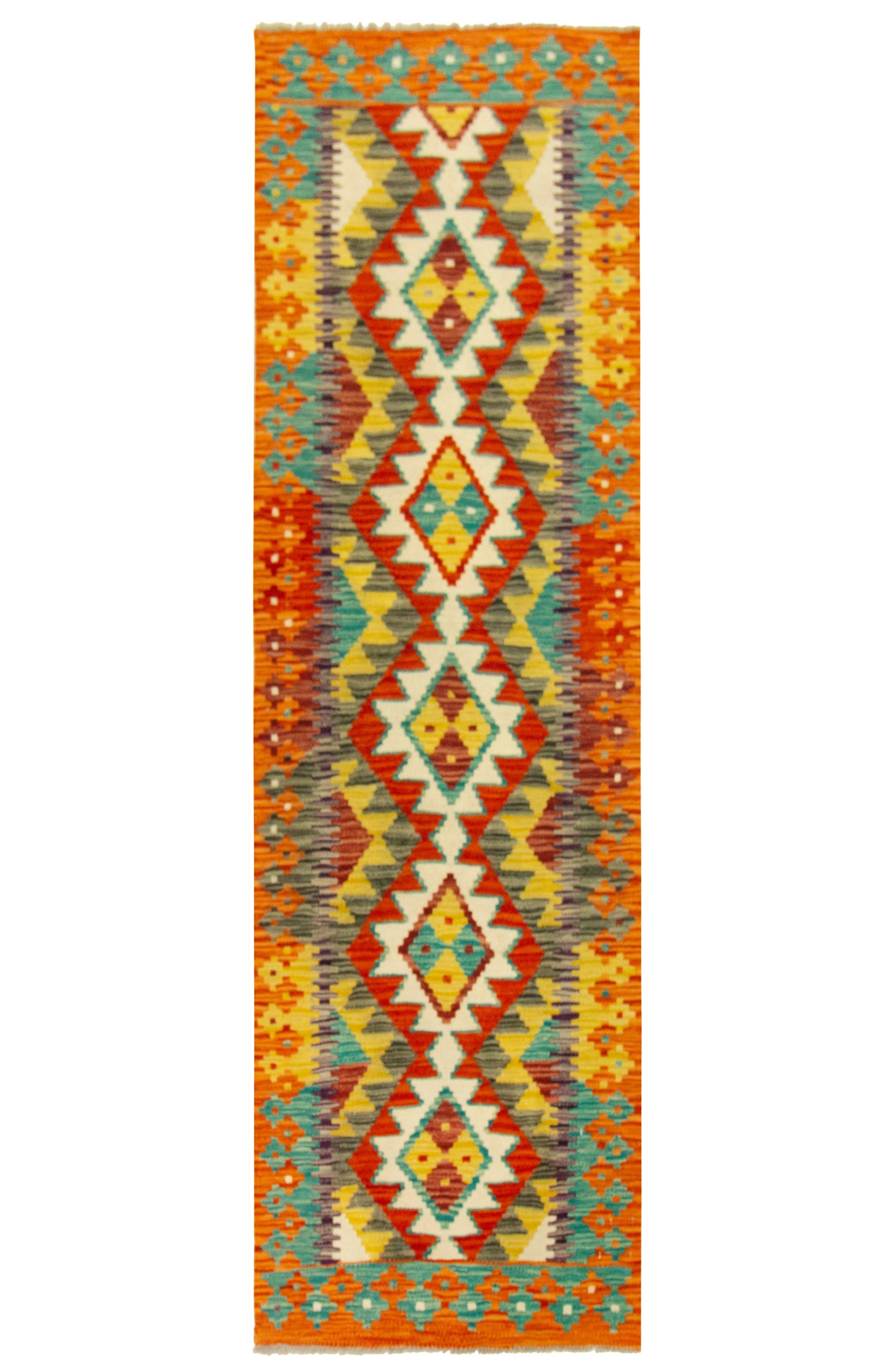 Alfombra Kilim Herat Original 204x63 cm Lana Étnica Hecha a Mano ...
