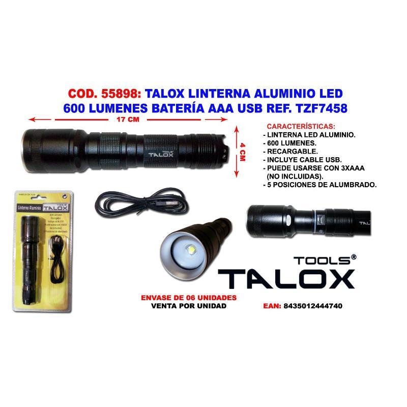 Talox linterna recargable alu led 600 lumen bat aaa usb tzf7458 | Leroy ...