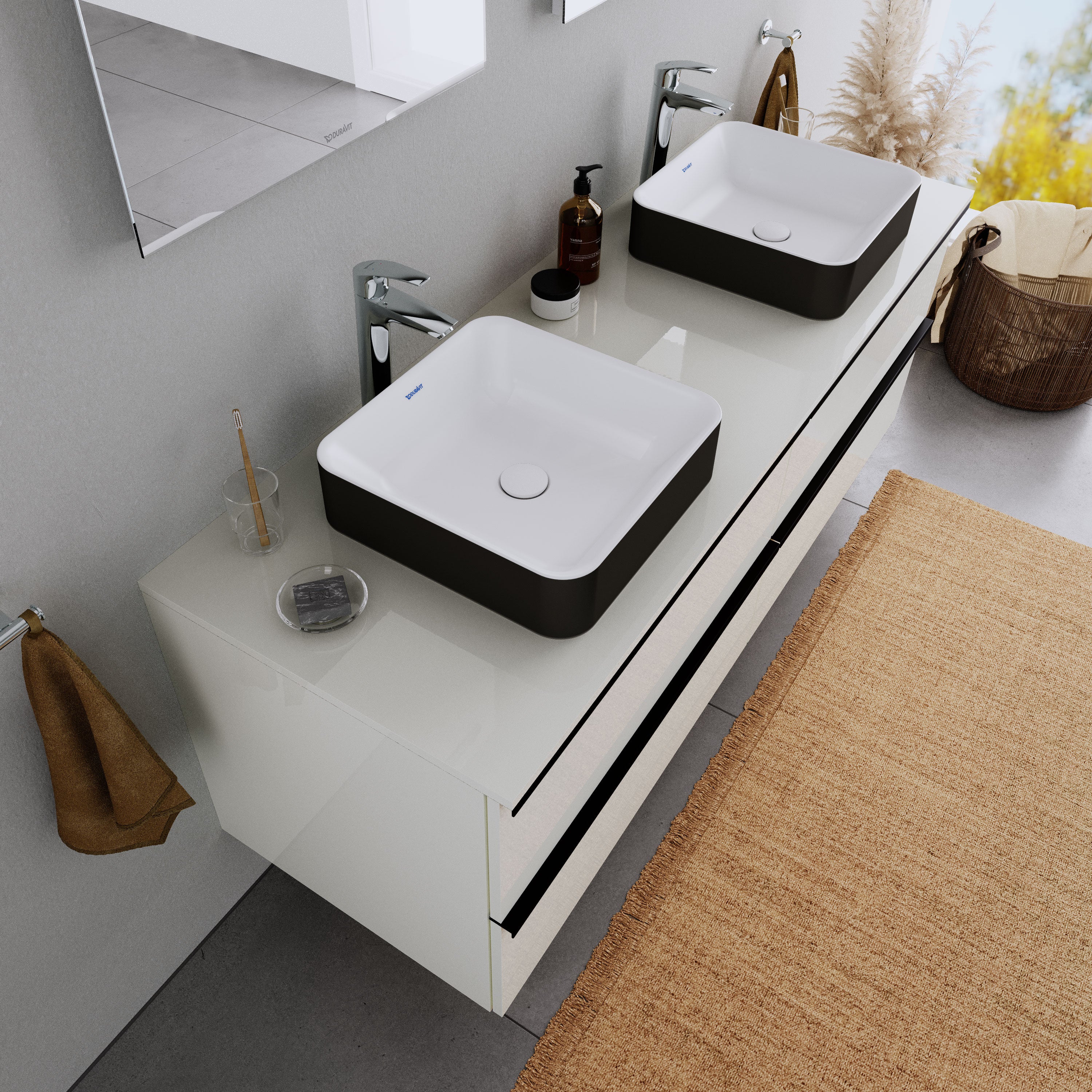 DURAVIT - Vasque Lavabo rectangulaire design à poser 40x40x10,5cm en ...