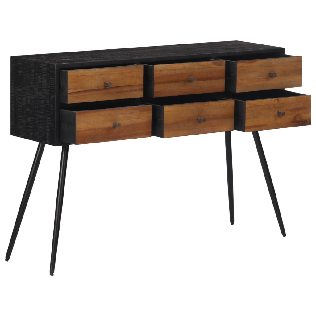 Table console avec tiroirs, teck massif recyclé, 116x30x76 cm | Leroy ...