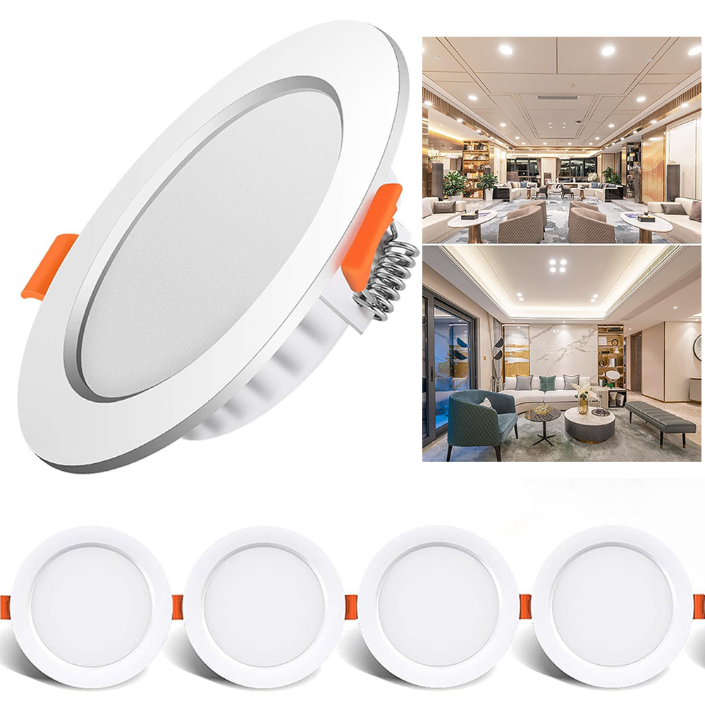 4 pièces LED Downlight plafonnier encastré Downlight lumière LED ronde 600k mince encastré LED ...
