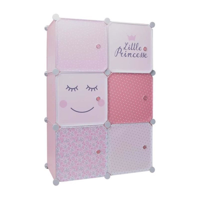 Rangement enfant 6 cubes modulables little princesse rose | Leroy Merlin