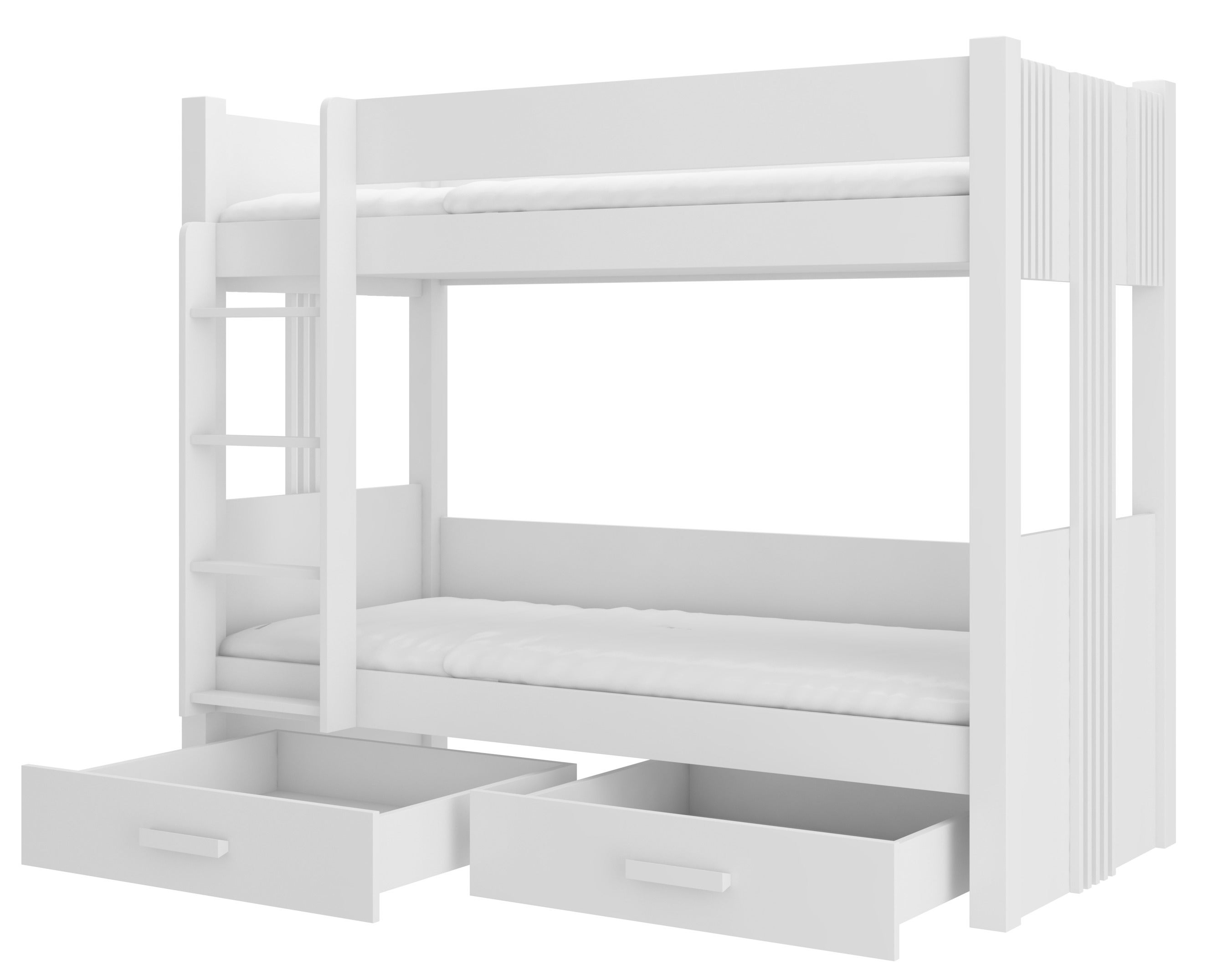 Lit superposé blanc 2 couchages 80x180 ou 90x200 avec tiroirs de ...