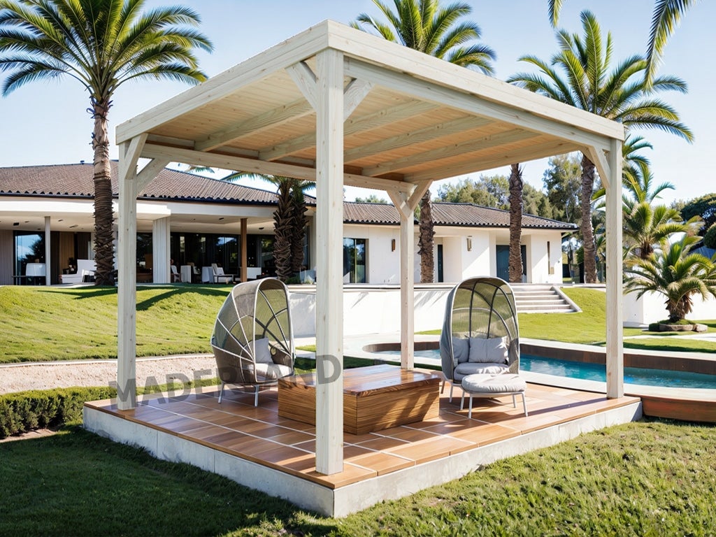 Pérgola con techo ZARAGOZA • 400x300 cm • muy resistente • madera ...