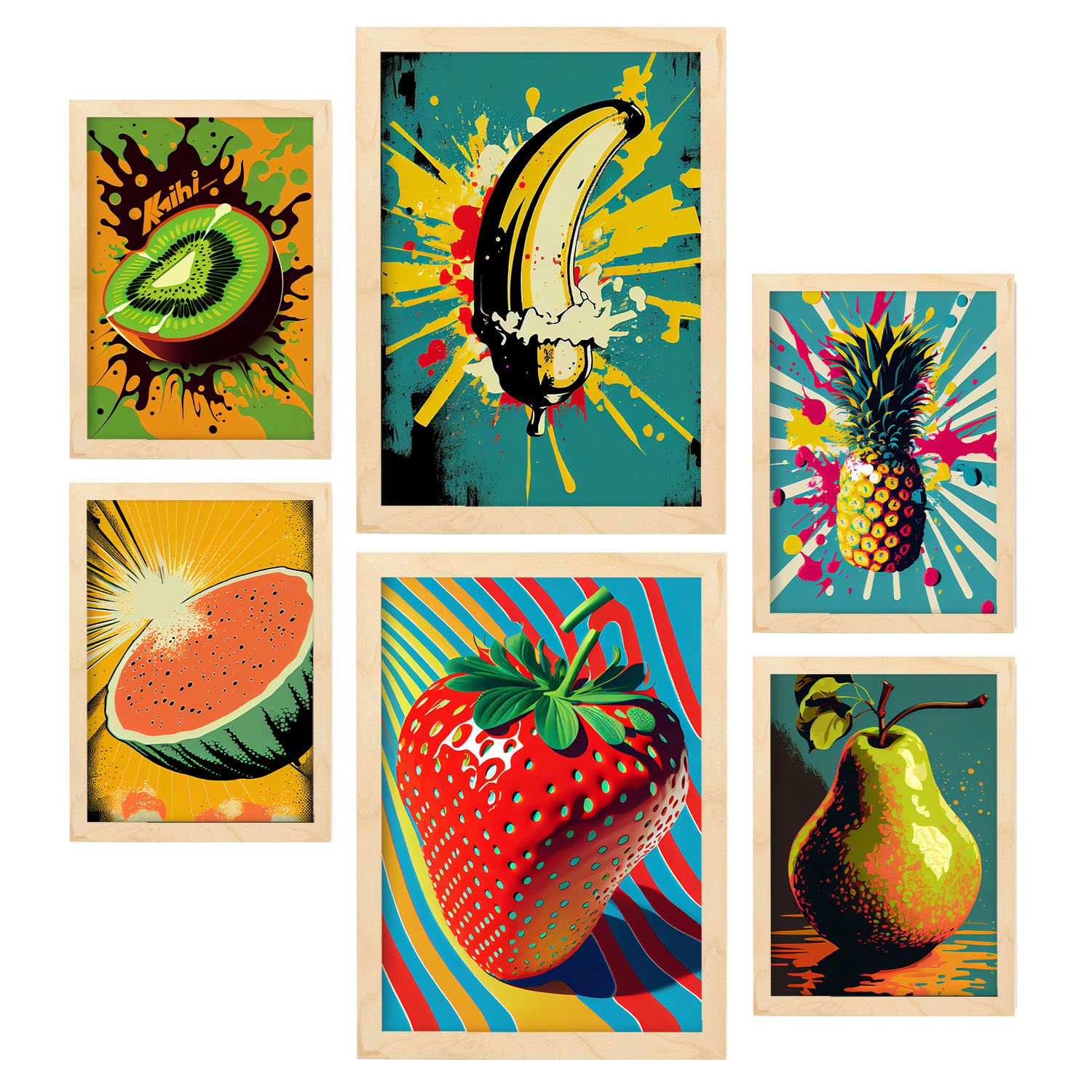 Nacnic Heure D'été Affiches Illustrations En Couleur De Fruits Légumes ...