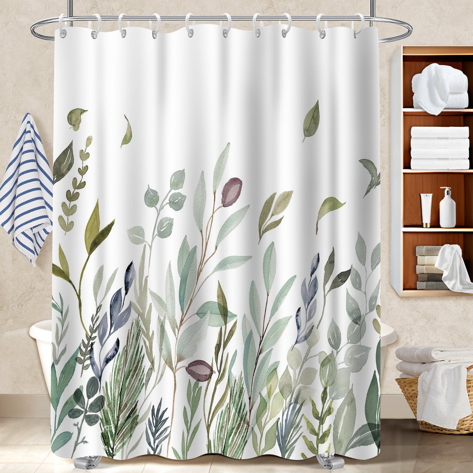 Rideau polyester pour douche fleuri , Antifongique pratique séparation ...