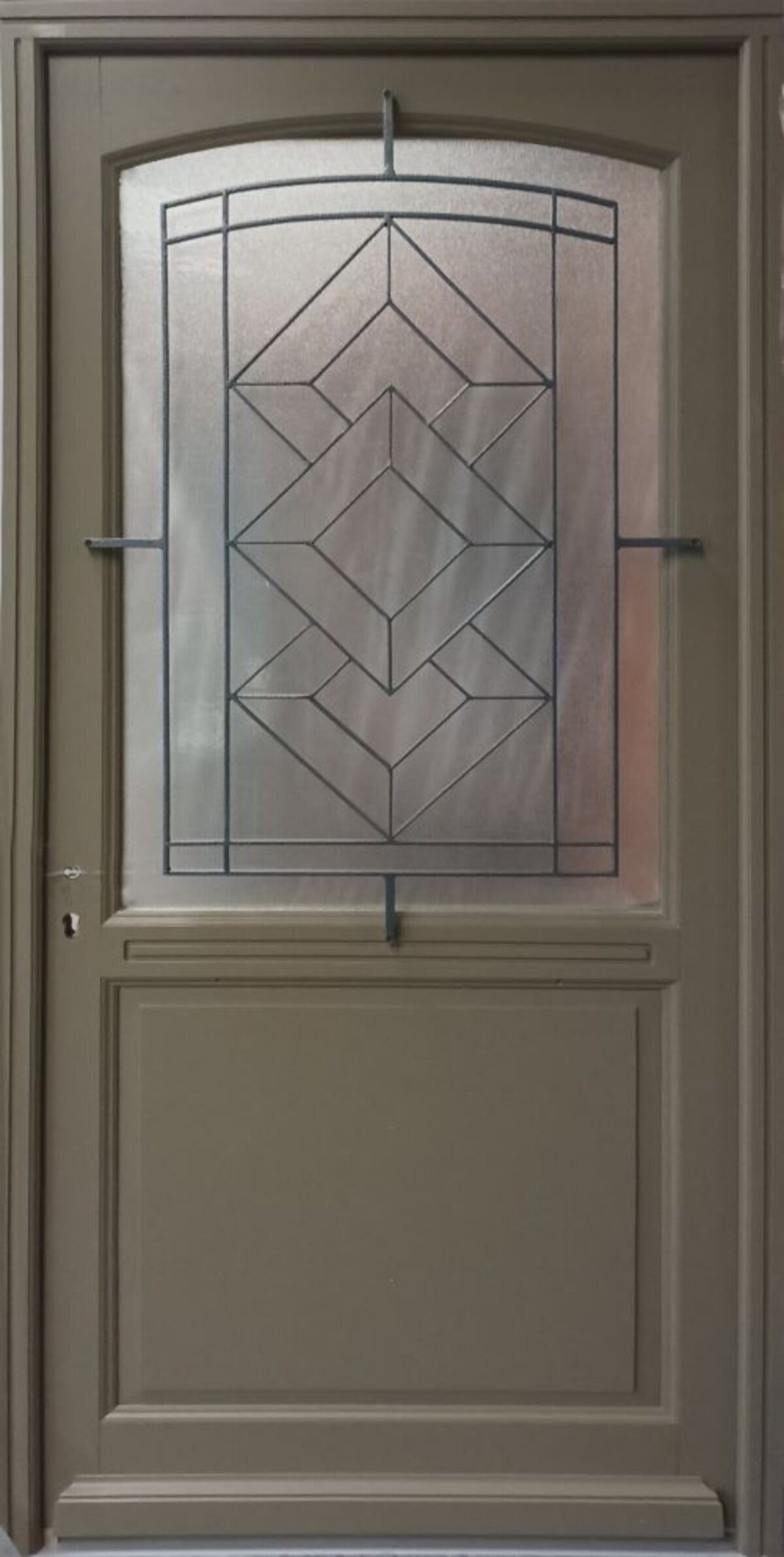 Porte D'Entrée Bois Vitrée, Elsie, Vert Ral7002, H,215Xl,90 P, Droit ...