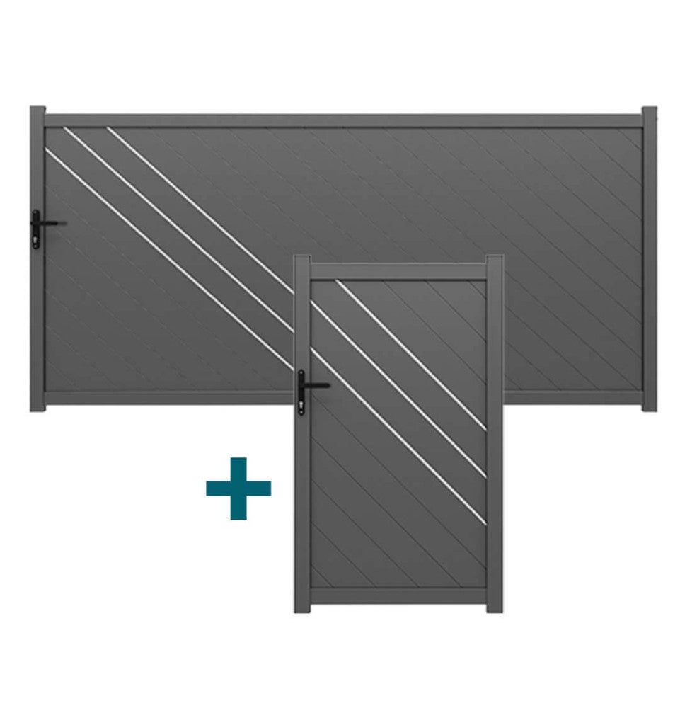 Pack Portail Coulissant ALU Brest passage 4m00 - Ht 1m70 - Gris ...