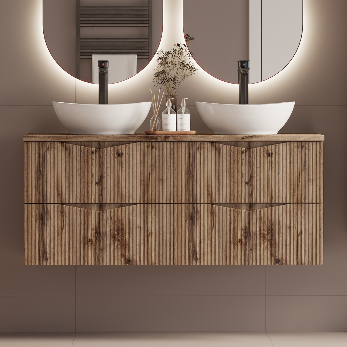 Mueble lavabo doble 120cm Tao Madera | Leroy Merlin