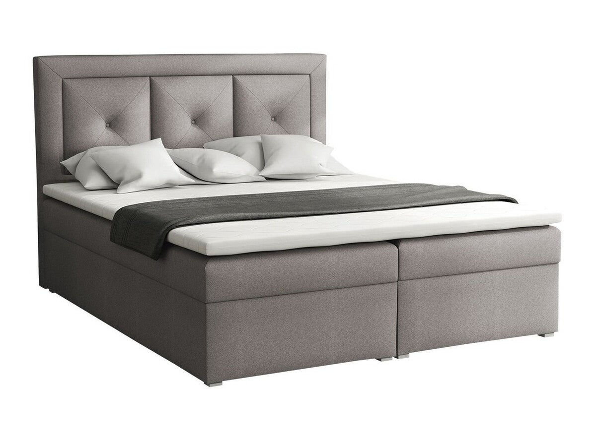 Lit boxspring Pomona 113, Double, Continental, Gris clair, 160x200 ...