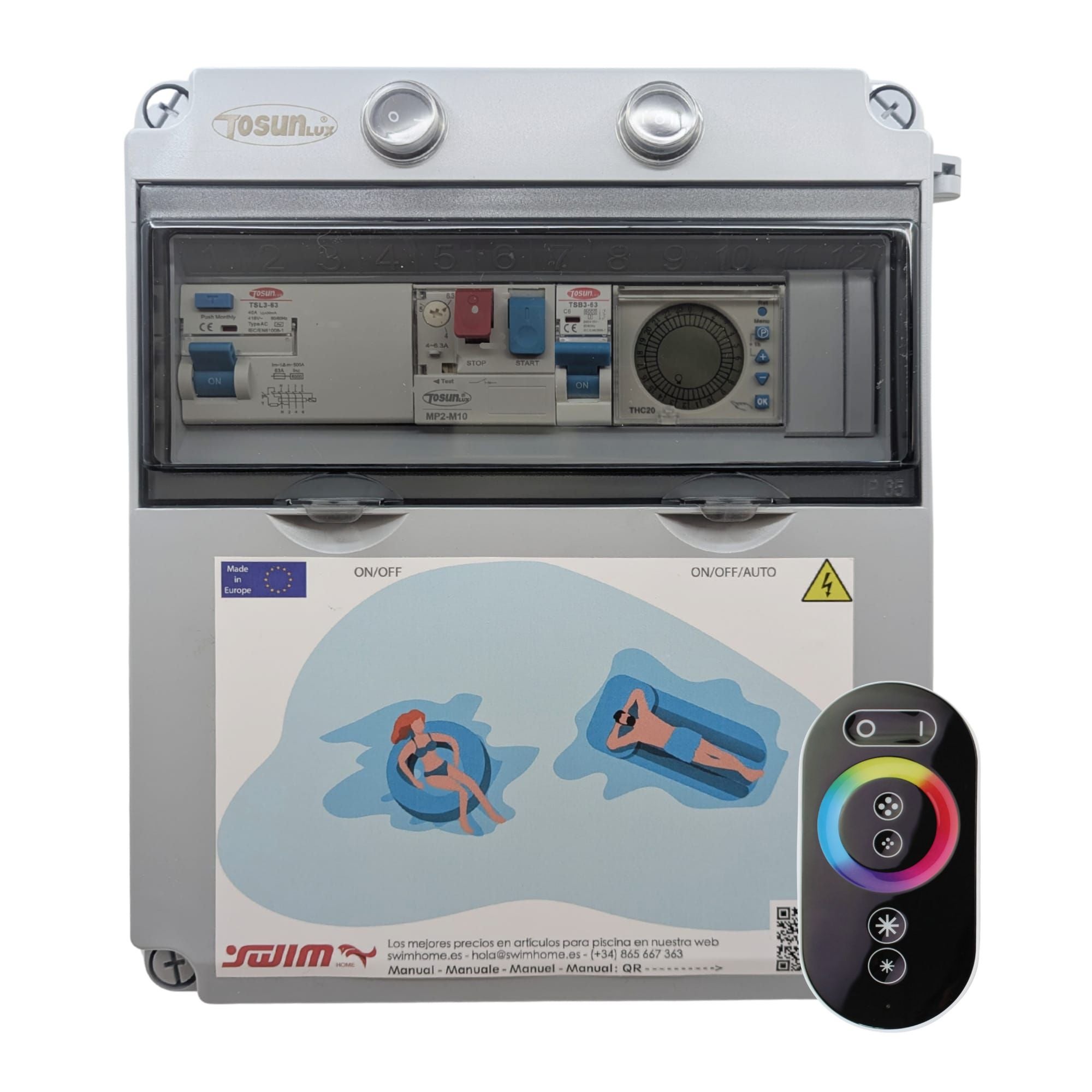 Tosun Cuadro Eléctrico Trifásico para Piscina 150W 12V IP65 para Bomba ...