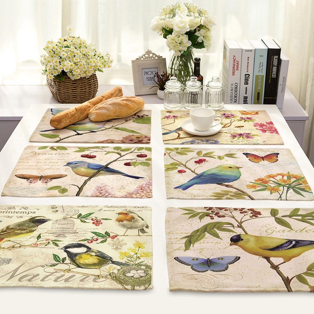 Lot de 6 sets de table 'Birds' lavables et antidérapants pour Noël ...