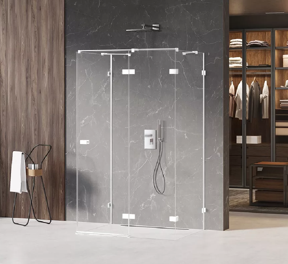 Cabine de douche droite 90x100 pivotante SANTORINI WHITE,couleur: blanc ...