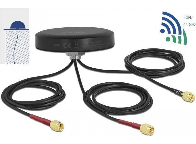 DeLOCK Antena LTE MIMO Doble Banda WLAN 3 dBi Interior/Exterior Negra ...