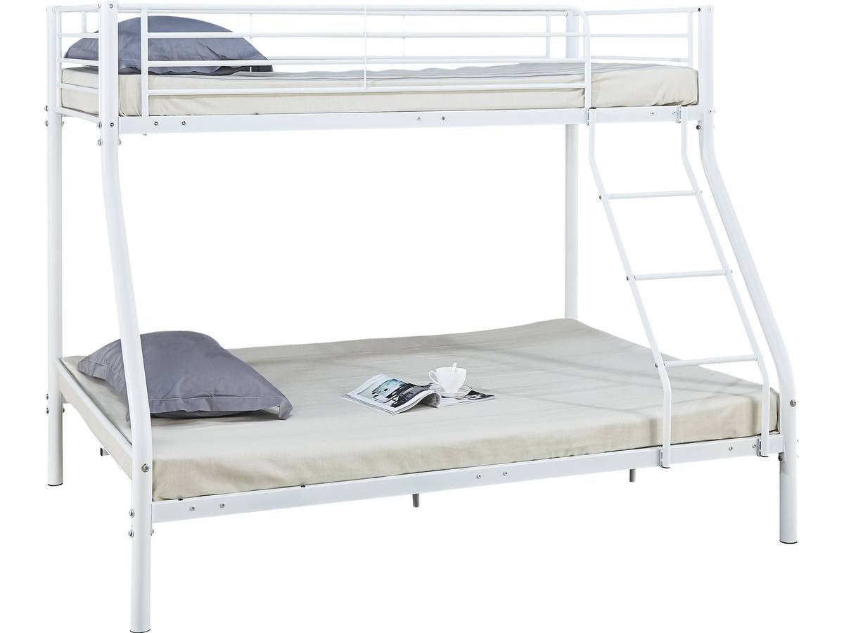 Lit superposé en métal "Leo" Sommiers inclus - 90/140 x 190 cm - Blanc ...