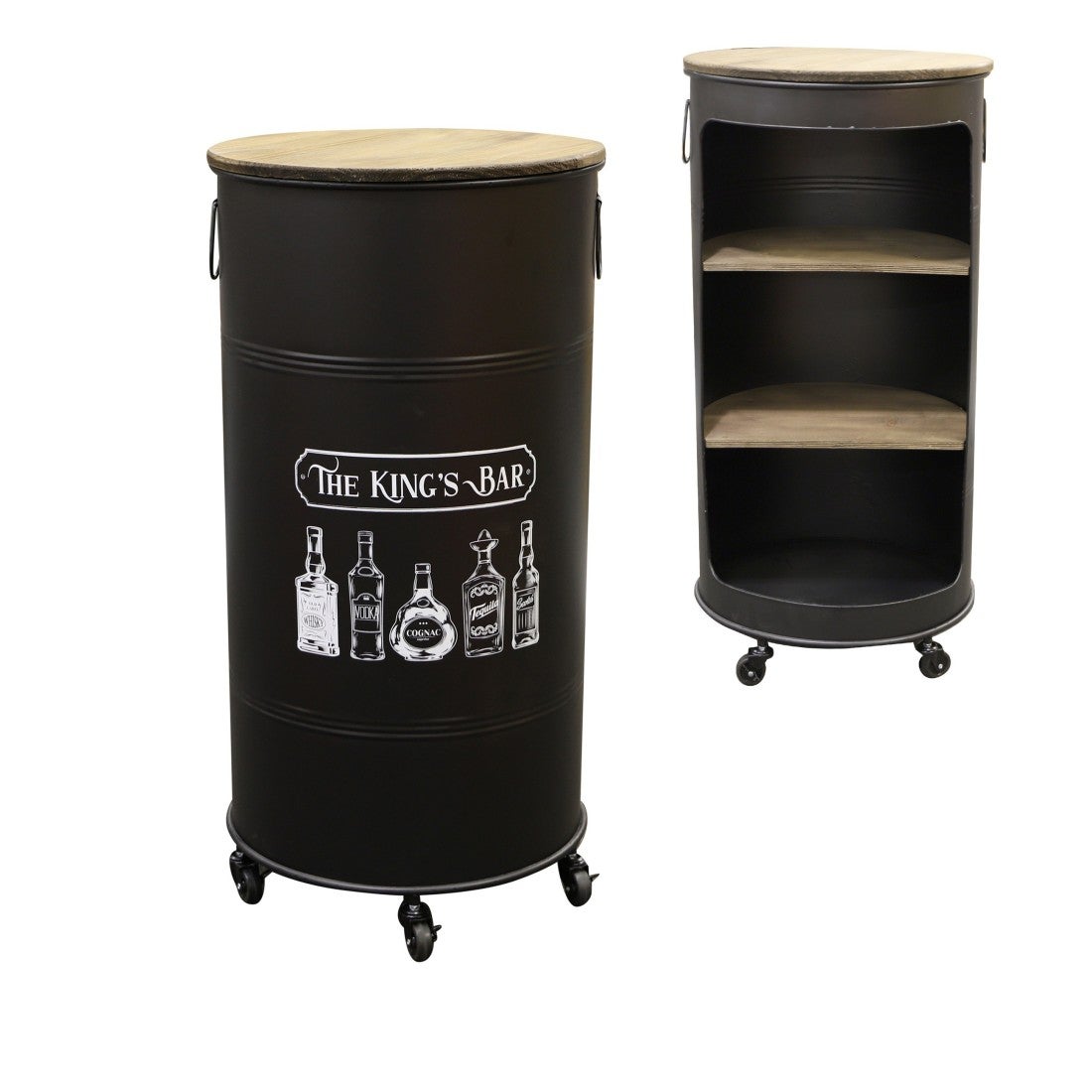 Bar bidon ouvert avec roulettes style industriel collection KING'S BAR ...