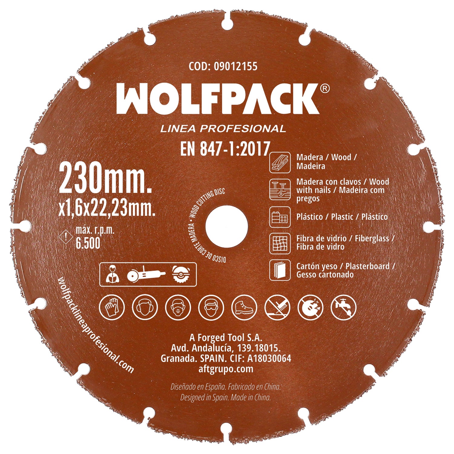 Disque à tronçonner bois/plastique Ø 230 mm. Tranchant en carbure de ...