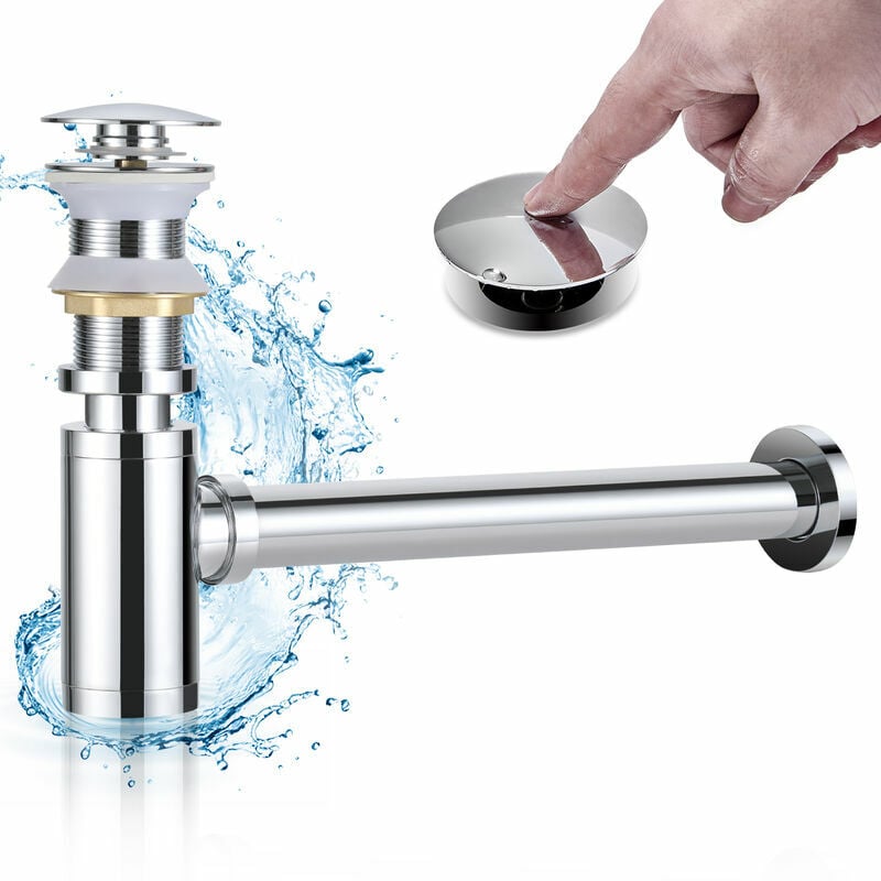 Siphon Lavabo avec Bonde Lavabo Pop-up sans Trop-plein, Ensemble Vidage ...