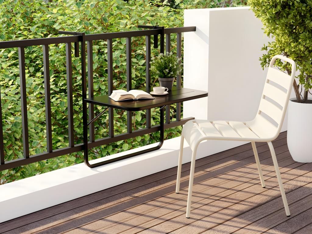Table de balcon pliante en métal - Noir - APYA de MYLIA | Leroy Merlin