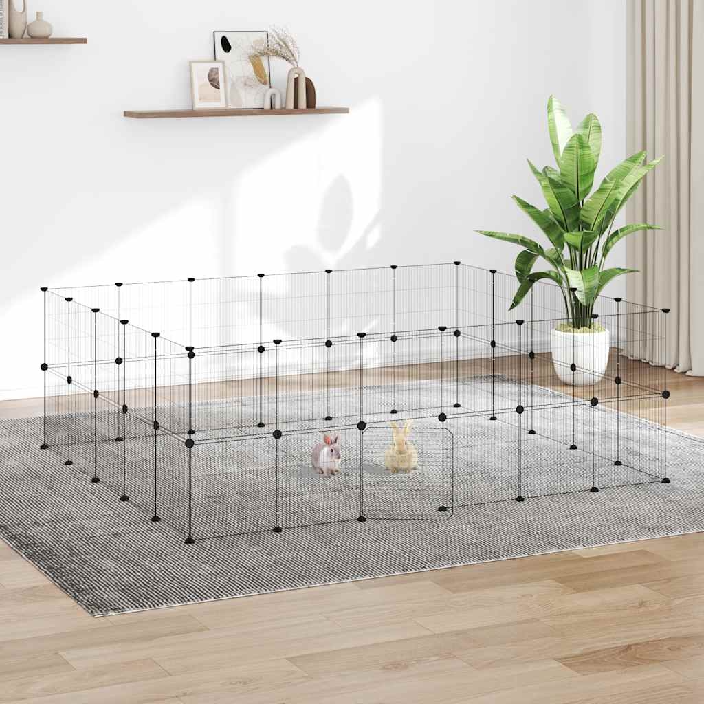 Cage animaux de compagnie à 44 panneaux et porte Noir 35x35 cm vidaXL ...