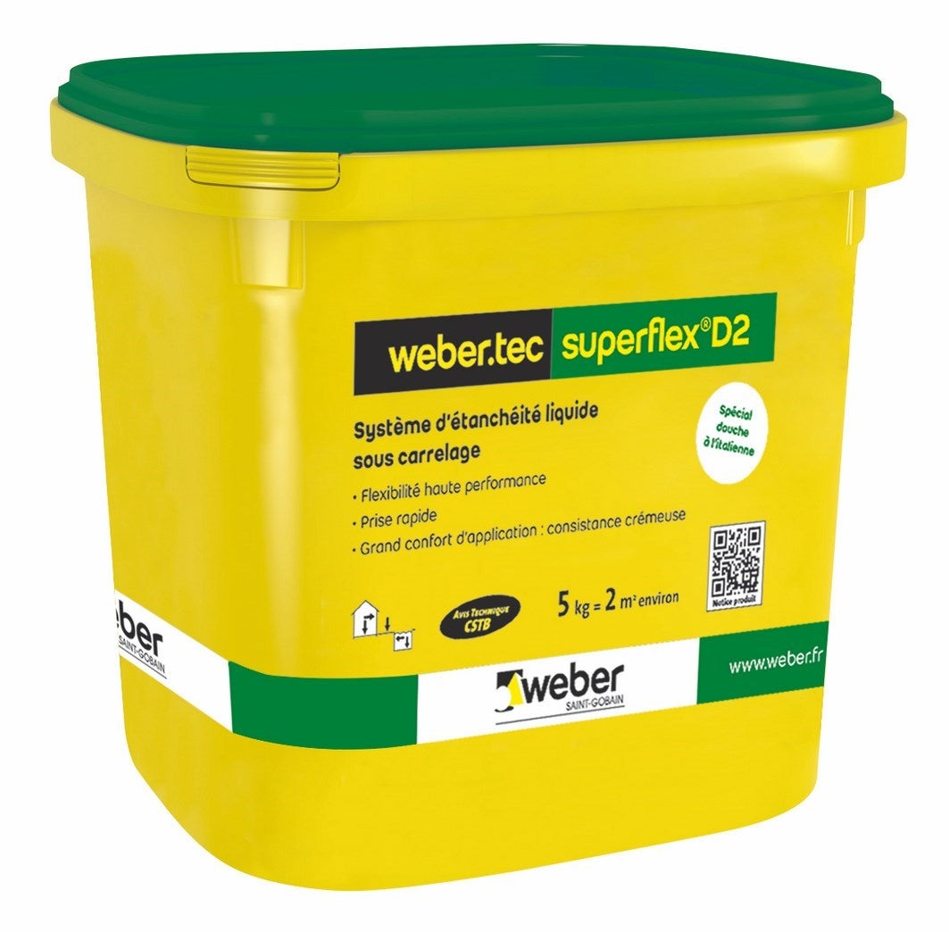 Mortier d'étanchéité sous carrelage WEBER.TEC SUPERFLEX D2 - Sac de 24 Kg | Leroy Merlin