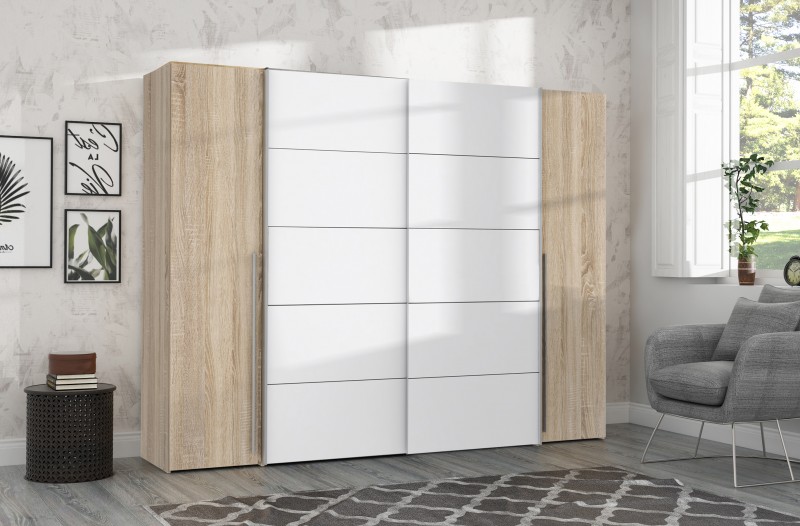 Armario Rio 270x210 Roble Blanco | Correderas y Batientes | Leroy Merlin