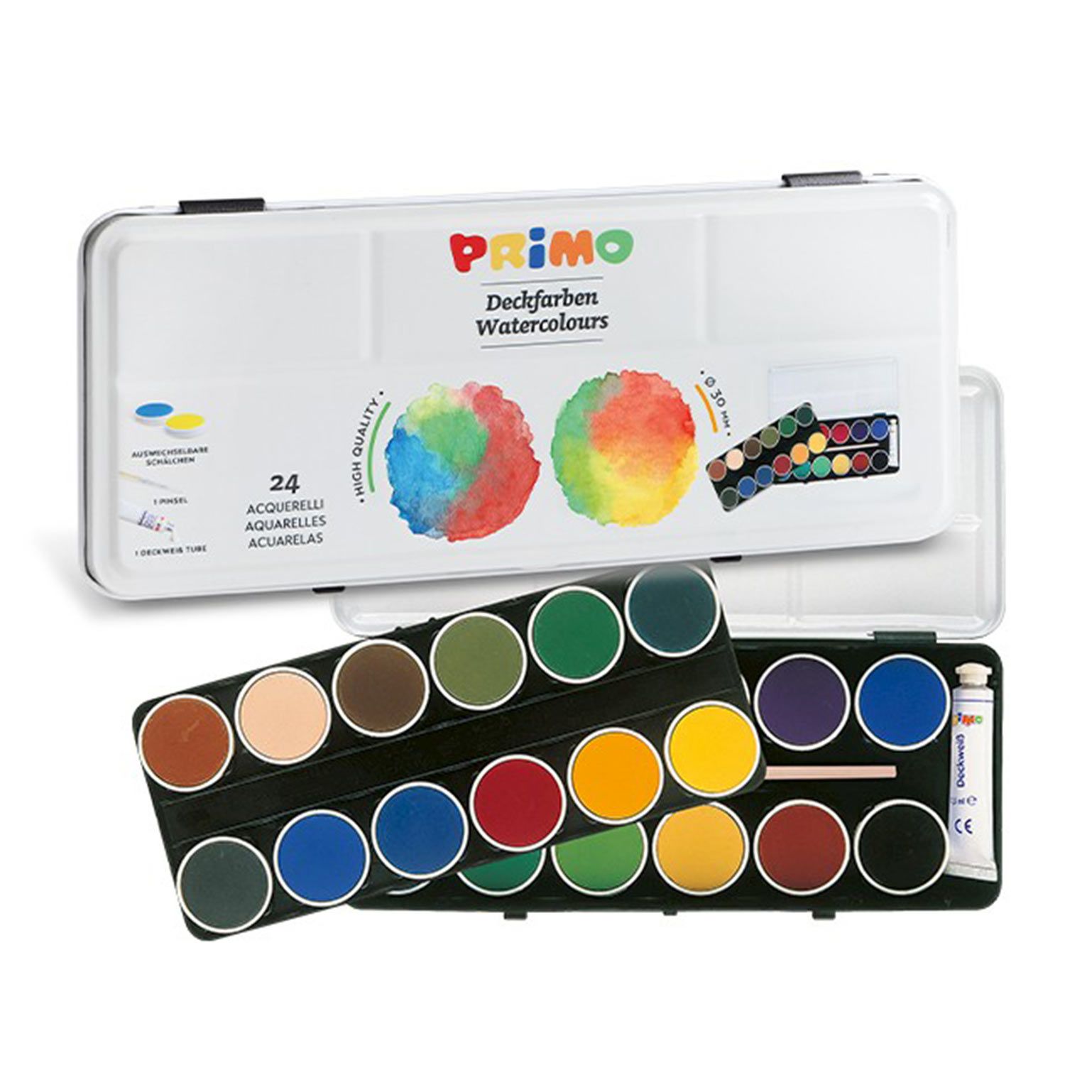 Boîte d'aquarelle fine 24 couleurs Ø 30 mm - Primo | Leroy Merlin