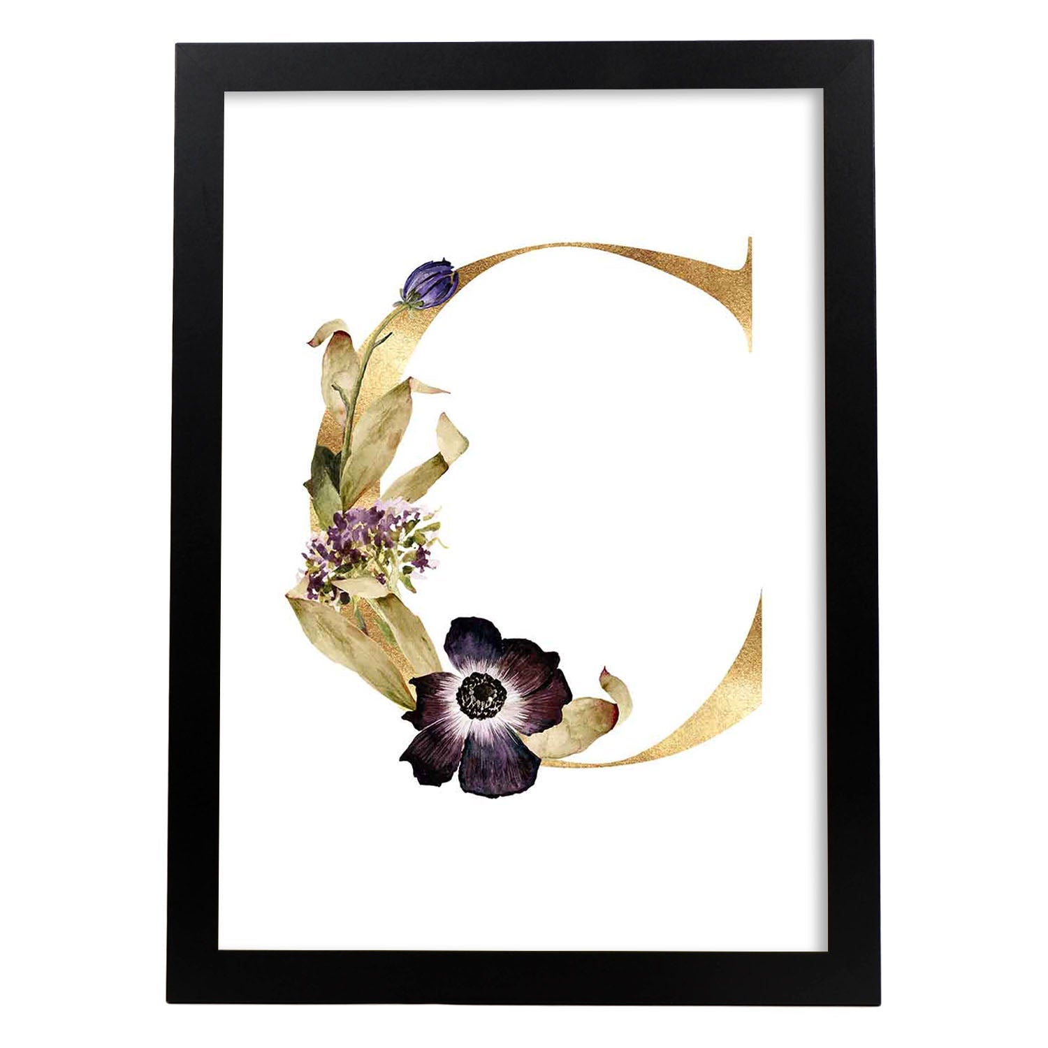 Nacnic Poster Lettera C Floral Gold Style Con Immagini Dell'alfabeto ...