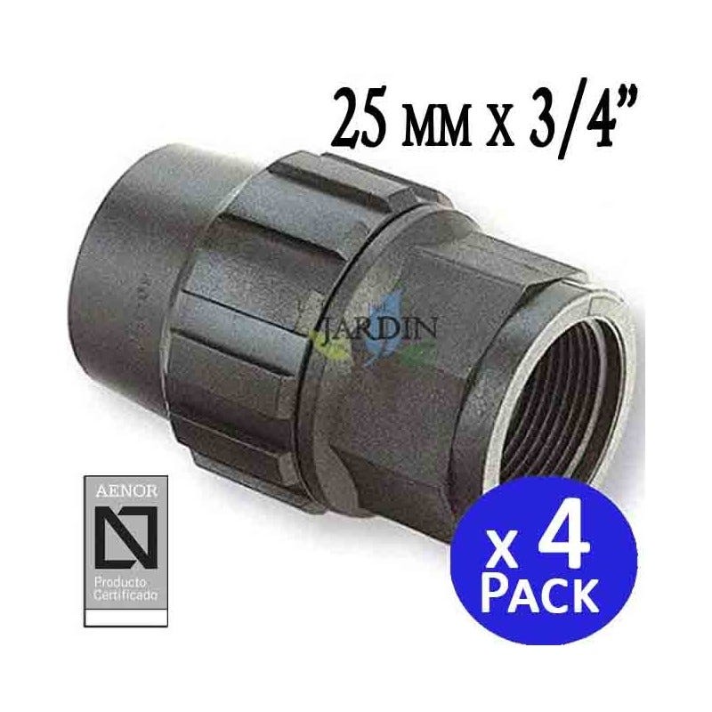 Pack 4 Enlace Hembra Polietileno 25mm x 3/4'' para Tuberia de ... Pack 4 Enlace Hembra Polietileno 25mm x 3/4'' para Tuberia de ...