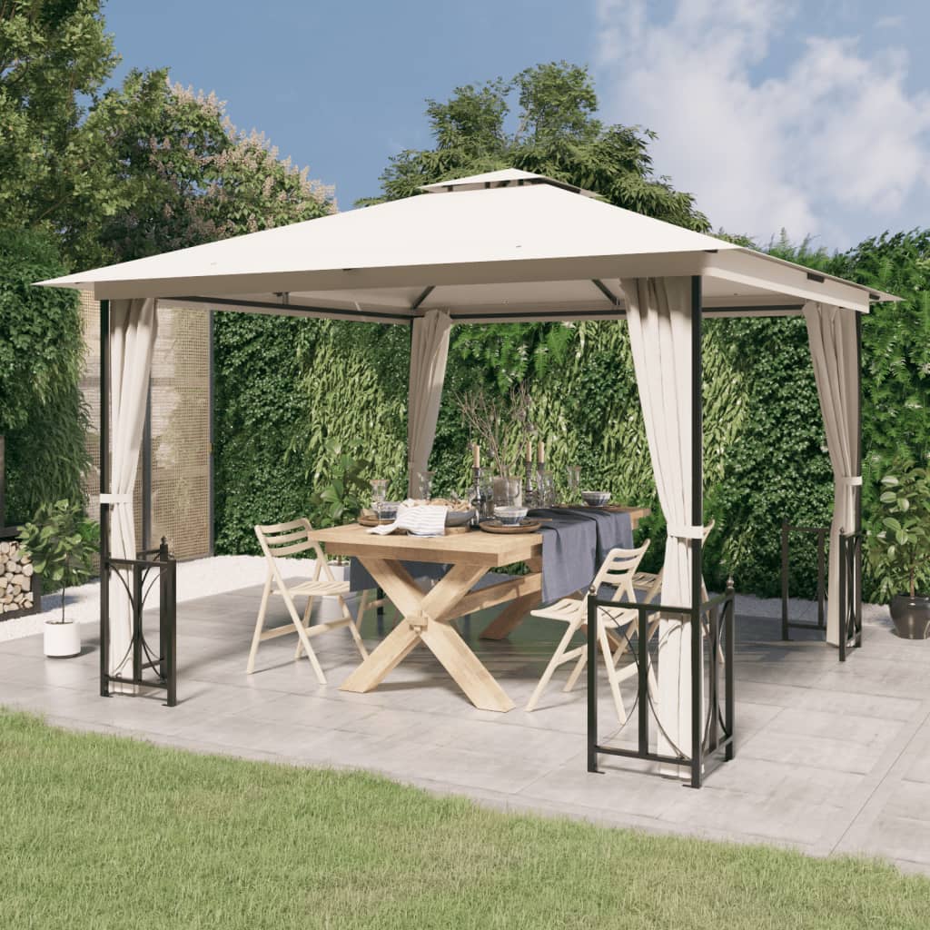 Gazebo con teli laterali e doppio tetto 3x3 m crema | Leroy Merlin