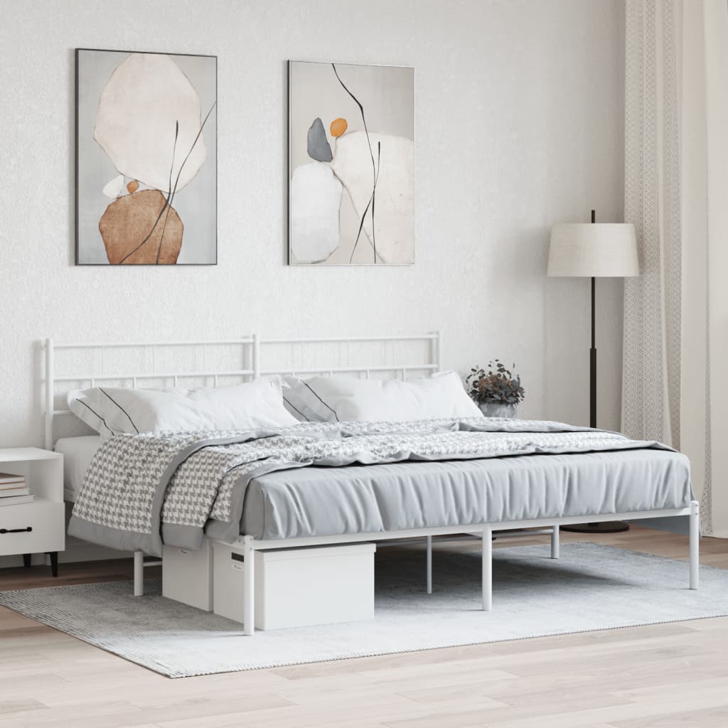 VidaXL Estructura cama sin colchón con cabecero metal blanco 183x213cm ...