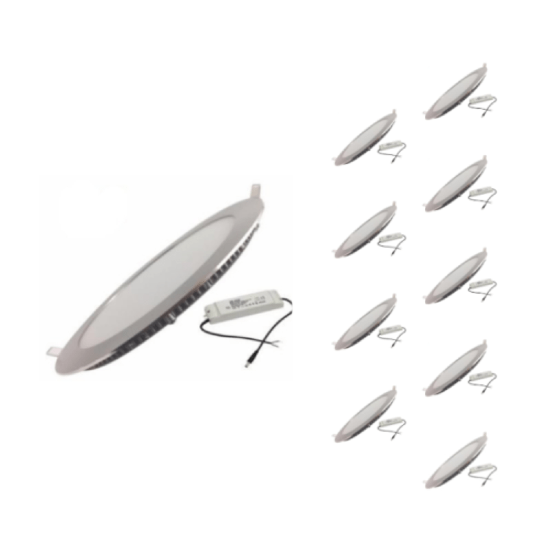 Downlight Dalle LED Extra Plate Ronde ALU 18W (Pack de 10) - Blanc ...