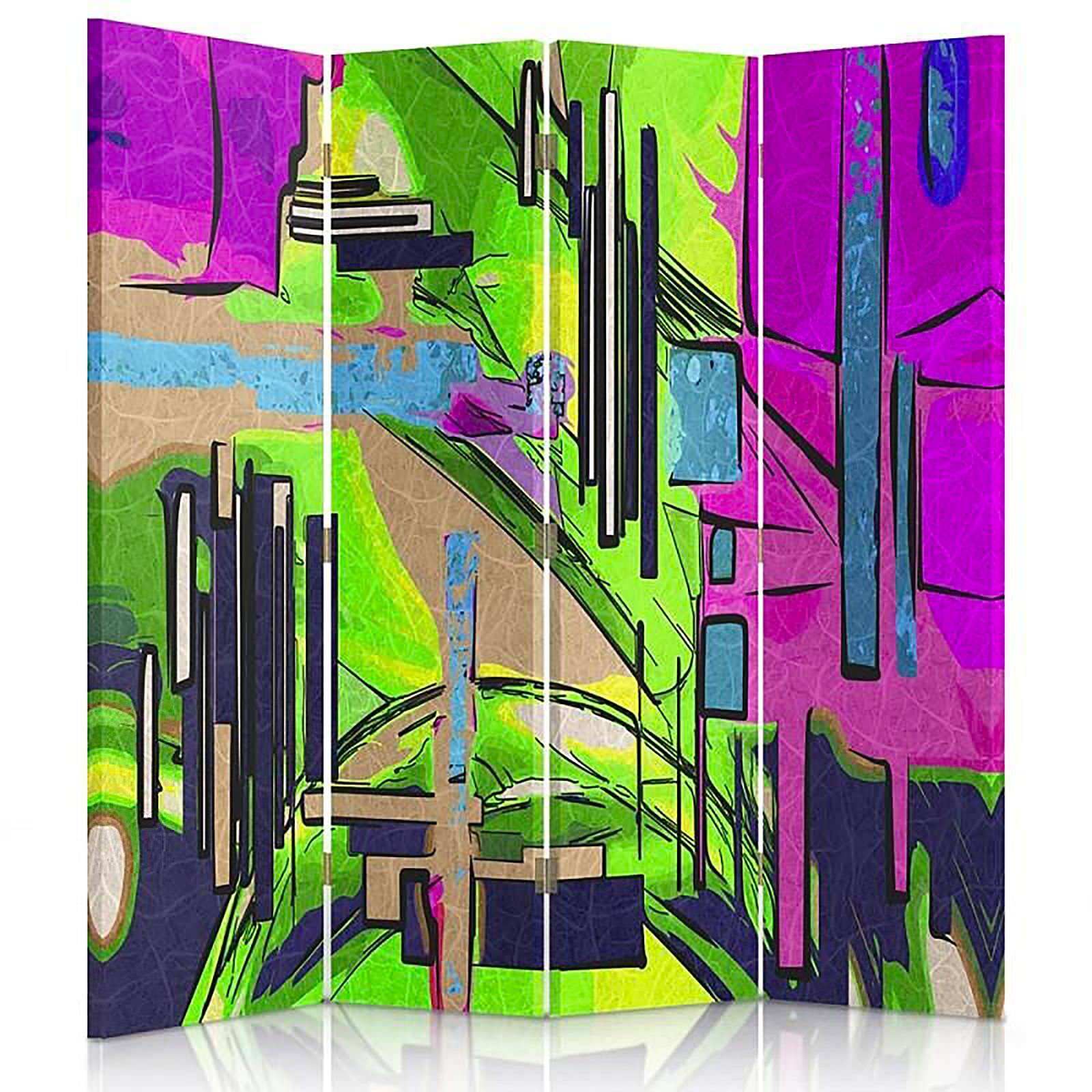 Paravent Design Abstrait 4 Panneaux pour Décoration Unique - 145 x 150 ...