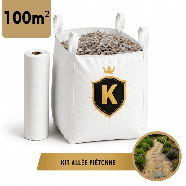 Kit allée piétonne Gravillon blanc 6/10 - 100 m² | Leroy Merlin