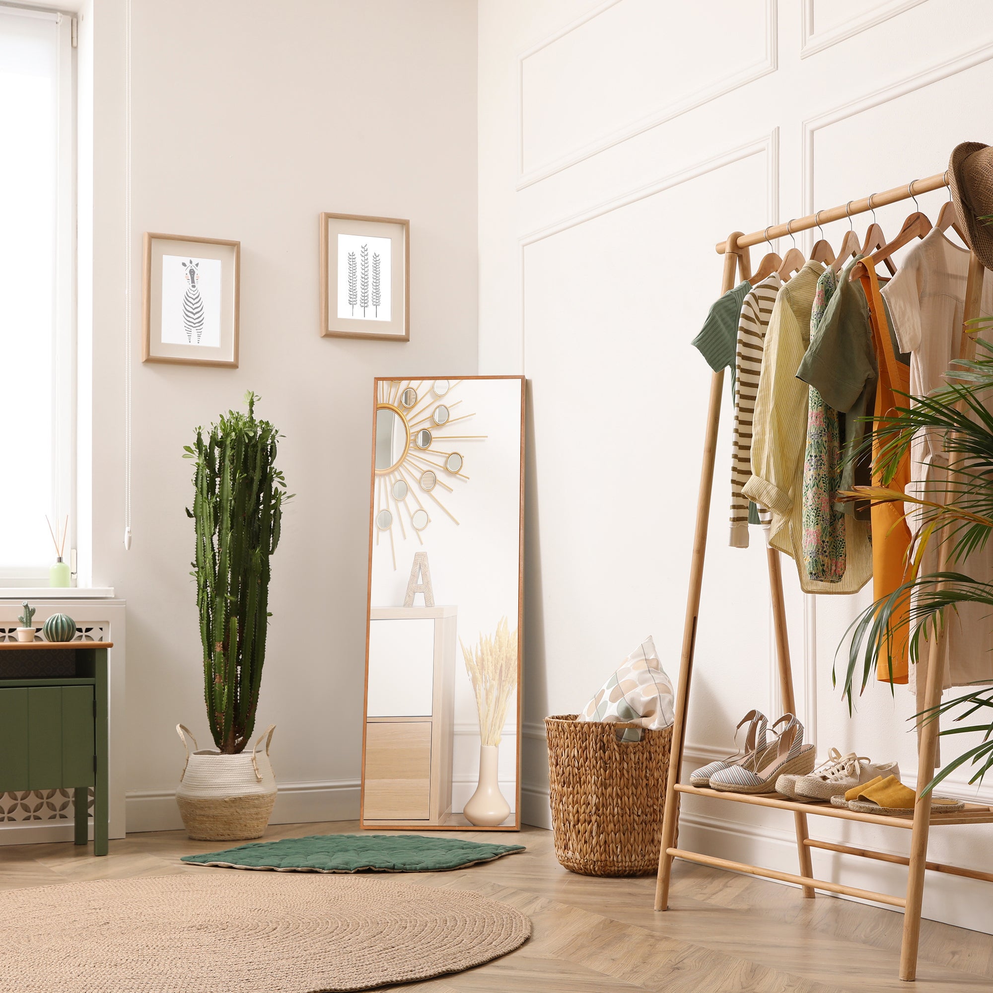 Miroir mural pleine longueur 125x45cm avec cadre en bois naturel pour ...