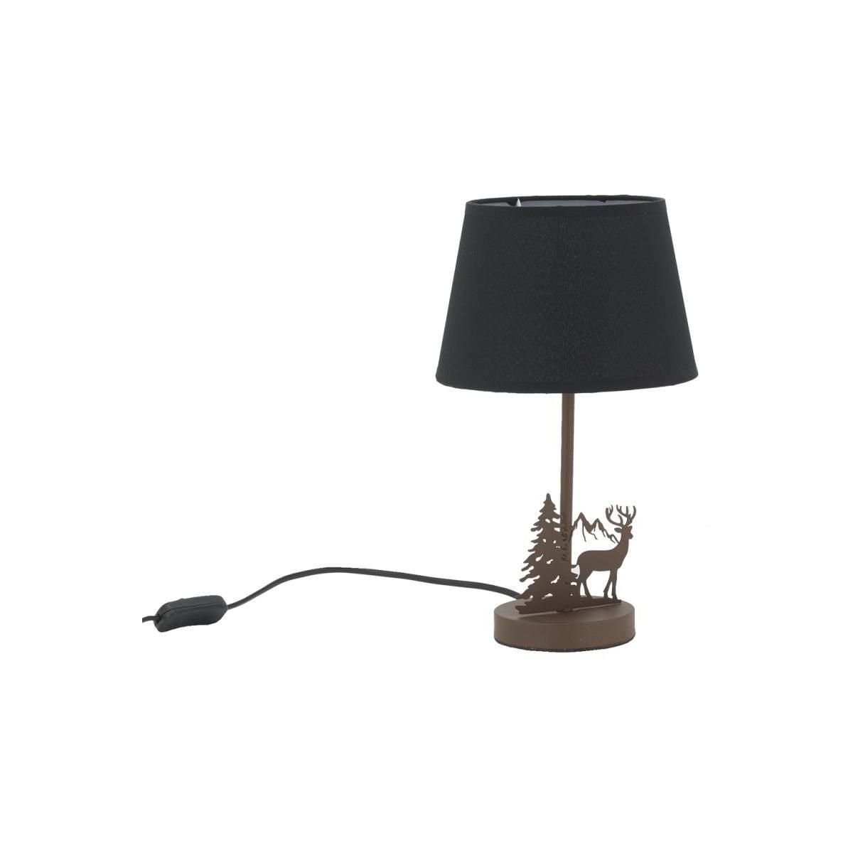 Lampe en métal Cerf avec abat-jour noir Aubry Gaspard | Leroy Merlin