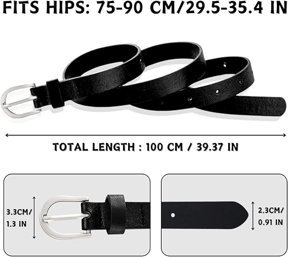 PU Leather Belts, Black Belt for Women and Men, Adjustable Leather Belt ...
