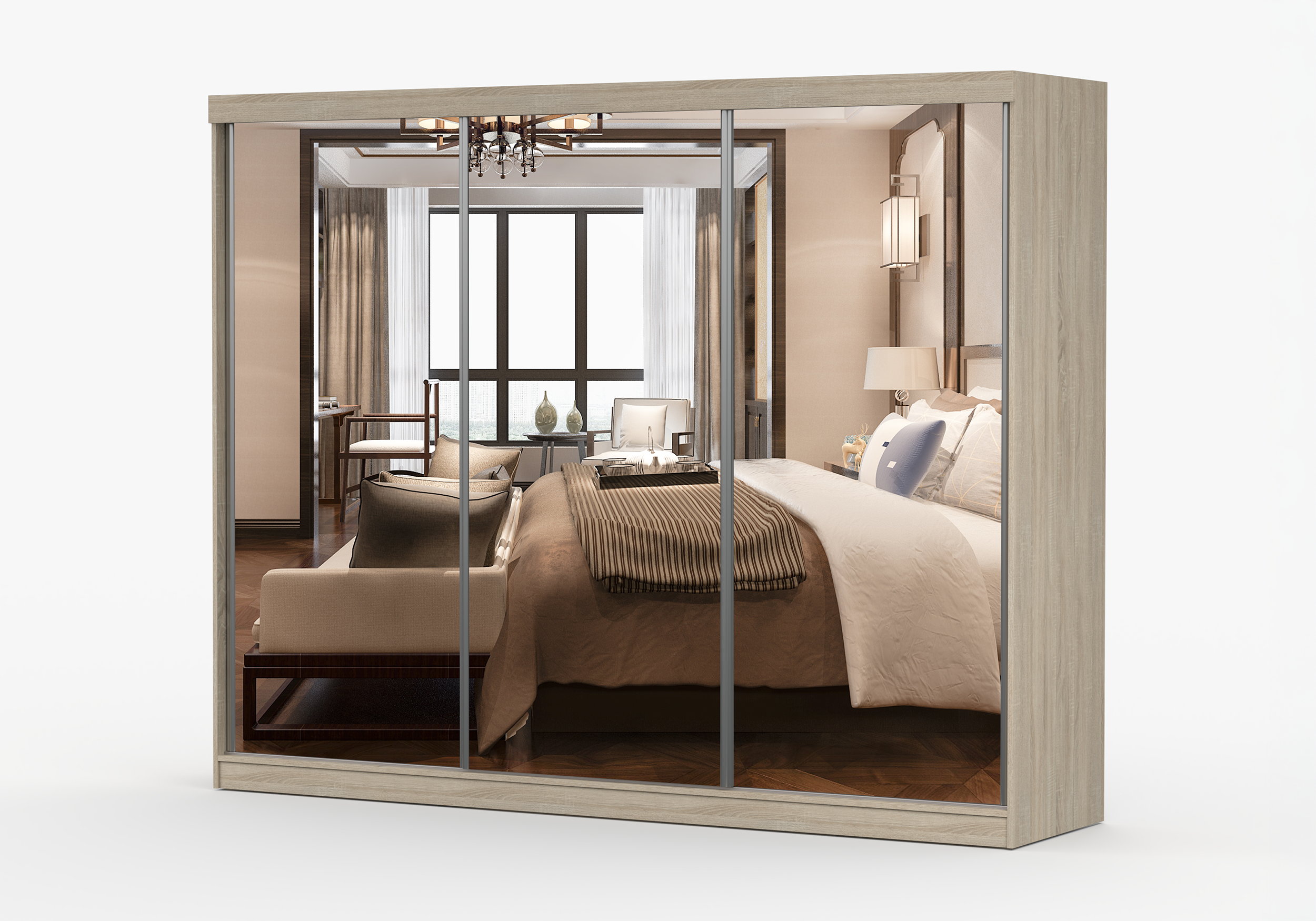 Armoire Milanor 250 cm avec miroir - Chêne | Leroy Merlin